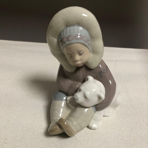 Lladro | Accents | Lladro Eskimo Playing With Polar Bear Figurine ...